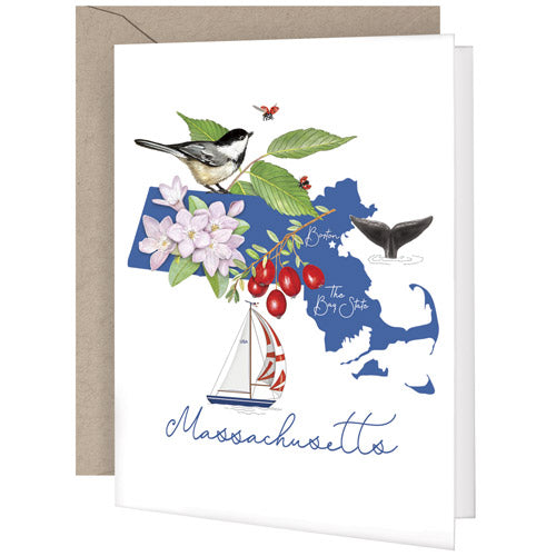 Massachusetts State Symbols Greeting Card – Mary Lake Thompson Ltd